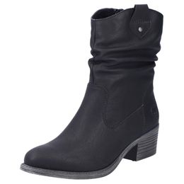 Rieker Damen Westernstiefelette , Cowboyboots, slouchy Schaft, Blockabsatz, mit Innen-Rei&szlig;verschluss schwarz 42