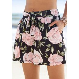 s.Oliver Damen s.Oliver Shorts mit Bindeband am Bund, im Blumenprint, kurze Hose bunt 34, N-Gr