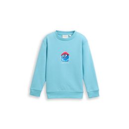 Tom Tailor Jungen Basic Sweatshirt mit Print, blau, Uni, Gr. 92/98