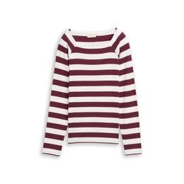 Tom Tailor Damen Langarmshirt mit Streifenmuster, rot, Gestreift, Gr. M