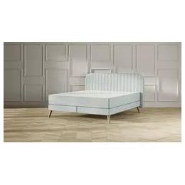 EMMA Elite Boxspringbett Komfort V2 &ndash; Mint - 180x200 cm - Kopfteil Streifen - Holzf&uuml;&szlig;