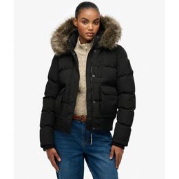 Superdry Damen Everest Bomberjacke mit Kapuze Schwarz - Gr&ouml;&szlig;e: 34 208221850055012A028