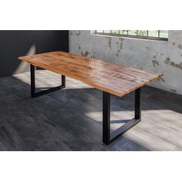 Baumkantentisch Esstisch Mangoholz massiv U-Gestell schwarz 180 x 90 cm DORA