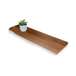 Wandregal Akazienholz nussbaum massiv 80x20 cm Holzregal Steckboard Baumkante AMANDA