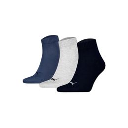 Kurzsocken Puma "Socken Quarter Plain 3P 3er Pack", Herren, Gr. 39-42, blau (blau, grau), Obermaterial: 68% Baumwolle CO. 18% Polyamid PA. 12% Polyester PES. 2% Elasthan EL., Socken