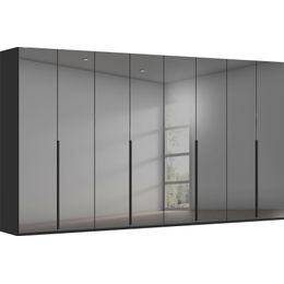 Dreht&uuml;renschrank Rauch "Kleiderschrank Schrank Garderobe W&auml;scheschrank BESTSELLER MONTCLAR", schwarz, grauspiegel, griffe schwarz, B:400cm H:223cm T:60cm, Holzwerkstoff, Schr&auml;nke, Dreht&uuml;renschrank, Front in Glas/Hochglanz/Dekor/Grauspiegel in 5 Breiten MADE IN GERMANY, Topseller