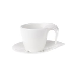 Villeroy & Boch Tasse VILLEROY & BOCH "Kaffeetasse mit Untertasse Flow 200 ml wei&szlig;", wei&szlig;, Porzellan, Trinkgef&auml;&szlig;e, Tasse