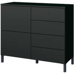 borchardt M&ouml;bel Kommode BORCHARDT M&Ouml;BEL "Haama, modern, grifflos, Metallf&uuml;&szlig;e, praktisch, 2 T&uuml;ren", schwarz (schwarz, matt), B:93cm H:80cm T:35cm, Spanplatte, Sideboards, Kommode, Push-To-Open, verstellbare Einlegeb&ouml;den, viel Stauraum, Breite 93cm