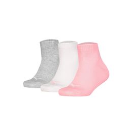 Sneakersocken Puma "Socken Plain Quarter 3P 3er Pack", M&auml;dchen, Gr. 35-38, bunt (grau, wei&szlig;, rosa), Obermaterial: 71% Baumwolle CO. 14% Polyamid PA. 13% Polyester PES. 2% Elasthan EL., Socken Sneakersocken