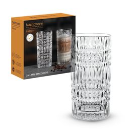 Latte-Macchiato-Glas Nachtmann "Latte Macchiato Gl&auml;ser Ethno Barista 434 ml 2er Set transparent", bunt (transparent), Glas, Trinkgef&auml;&szlig;e, Latte-Macchiato-Glas