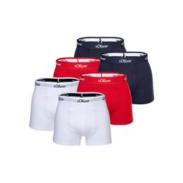 Boxershorts s.Oliver "Boxershort 6er Pack", Herren, Gr. L, bunt (rot, marine, wei&szlig;), Obermaterial: 92% Baumwolle CO. 8% Elasthan EL., Unterhosen