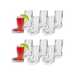 Schnapsglas ST&Ouml;LZLE "Schnapsgl&auml;ser Stiefel 40 ml 12er Set transparent", bunt (transparent), Glas, Trinkgef&auml;&szlig;e