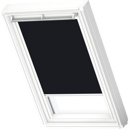 Verdunklungsrollo Velux "DKL 3009SWL", schwarz (schwarz, wei&szlig;), SK06, stufenlos positionierbar, Polyester, Rollos, Verdunklungsrollo, Stoff schwarz mit alufarbenen F&uuml;hrungsschienen & Griffleiste