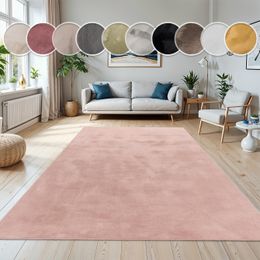 Fellteppich Paco Home "Kunstfell Soft 380", pink, B:60cm H:14mm L:90cm, Polyester, Teppiche, Fellteppich, Langflor, Kuschelteppich - besonders weich, Uni-Farben