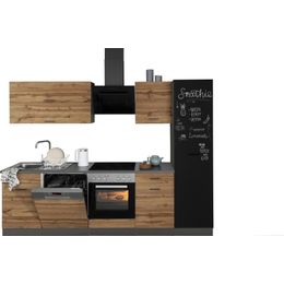 K&uuml;chenzeile KOCHSTATION "KS-Trier", grau (k&uuml;che: grau, korpus: grafit, arbeitsplatte: anthrazit), B:270cm T:60cm, Komplettk&uuml;chen-Sets, K&uuml;chenzeile, ohne E-Ger&auml;te, Breite 270 cm