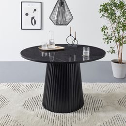 Esstisch OTTO HOME "Roos, TOPSELLER, OTTOs Choice", schwarz, B:120cm H:76cm T:120cm, MDF;Massive Esche;Metall;Keramik, Tische, Esstisch, Esstisch mit hochwertige Keramikoberfl&auml;che, massiver Holzfu&szlig; aus Esche, Topseller