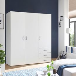 Dreht&uuml;renschrank Schlafkontor "Harry Schlafzimmerschrank Bestseller in wei&szlig;", wei&szlig;, B:150cm H:176cm T:51cm, Melamin, Schr&auml;nke, Dreht&uuml;renschrank, Kleiderschrank Garderobe mit 3 Schubk&auml;sten, in 2 Breiten