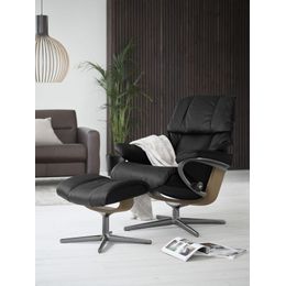 stressless "Reno" Set, Relaxsessel mit Hocker, mit Hocker, mit Cross Base, Gr&ouml;&szlig;e S, M & L, Holzakzent Eiche