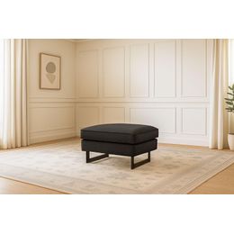 Polsterhocker Home Affaire "Pinto", schwarz (onyx), B:76cm H:48cm T:56cm, 90% Polyester, 10% Nylon, Hocker, Polsterhocker, mit Keder, Metallf&uuml;&szlig;en und auch in Cord Bezug erh&auml;ltlich