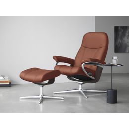 stressless "Consul" Set, Relaxsessel mit Hocker, mit Hocker, mit Cross Base, Gr&ouml;&szlig;e S, M & L, Holzakzent Wenge