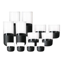 Villeroy & Boch Gl&auml;ser-Set VILLEROY & BOCH "Bargl&auml;ser Manufacture Rock 12er Set schwarz-transparent", bunt (schwarz, transparent), 12 tlg., Kristallglas, Trinkgef&auml;&szlig;e