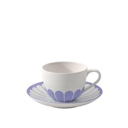 Villeroy & Boch Tasse VILLEROY & BOCH "Kaffeetasse mit Untertasse Fleur Couleur 160 ml", blau (bleu), 1 tlg., Porzellan, Trinkgef&auml;&szlig;e, Tasse