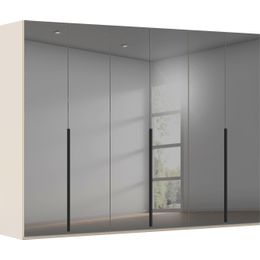 Dreht&uuml;renschrank Rauch "Kleiderschrank Schrank Garderobe W&auml;scheschrank BESTSELLER MONTCLAR", beige (champagner), grauspiegel, griffe schwarz, B:301cm H:223cm T:60cm, Holzwerkstoff, Schr&auml;nke, Dreht&uuml;renschrank, Front in Glas/Hochglanz/Dekor/Grauspiegel in 5 Breiten MADE IN GERMANY, Topseller