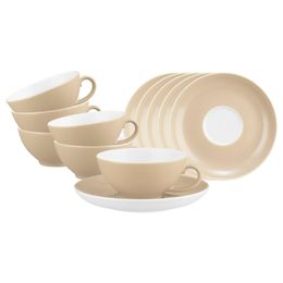 Tasse Seltmann Weiden "Teetassen mit Untertassen Liberty Pure Colors 140 ml 6er Set", beige (dusty beige), 12 tlg., Porzellan, Trinkgef&auml;&szlig;e, Tasse