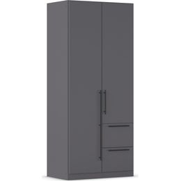 Kleiderschrank Rauch "Dreht&uuml;renschrank Schrank Garderobe W&auml;scheschrank Schlafzimmer AVOLA", grau (graumetallic), B:91cm H:197cm T:54cm, Holzwerkstoff, Schr&auml;nke, Kleiderschrank, mit hochwertigen Stangengriffen aus Metall in Schwarz MADE IN GERMANY