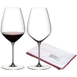 Rotweinglas "Syrah / Shiraz Weingl&auml;ser + Poliertuch Veloce 720 ml 2er Set transparent", bunt (transparent), Glas, RIEDEL THE WINE GLASS COMPANY, Trinkgef&auml;&szlig;e, Rotweinglas