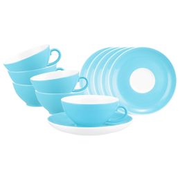 Tasse Seltmann Weiden "Teetassen mit Untertassen Liberty Pure Colors 140 ml 6er Set", blau (lagoon blau), 12 tlg., Porzellan, Trinkgef&auml;&szlig;e, Tasse
