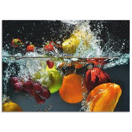 Artland "Spritzendes Obst auf dem Wasser" Alu Spritzschutz mit Klebeband, einfache Montage