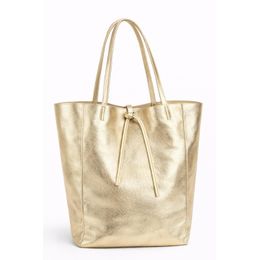 Schultertasche "EasyGo", Damen, Gr. B/H/T: 40cm x 30cm x 12cm onesize, gold, Leder, Collezione Alessandro, Taschen Schultertasche, aus softem Leder, Made in Italy