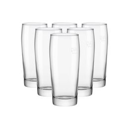 Bierglas Van Well "Willi Becher geeicht 0,25 l 6er Set transparent", bunt (transparent), 6 tlg., Glas, Trinkgef&auml;&szlig;e