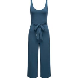 Jumpsuit Ragwear "Lisseta", Damen, Gr. XL (42), Normalgr&ouml;&szlig;en, blau (petrol), Material: 48% Baumwolle, 47% Viskose, 5% Elasthan, figurumspielend 7/8-L&auml;nge, tiefer Rundhals, &Auml;rmel ohne &Auml;rmelschlitz, Overalls Jumpsuit, Langer Damen Overall mit Bindeg&uuml;rtel