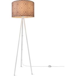 Paco Home Stehlampe "Trina Stella", wei&szlig;, H: 148,5cm, Leuchten, Dreibein Modern Stofflampenschirm Vintage Design Textil Wohnzimmer, Stehlampe