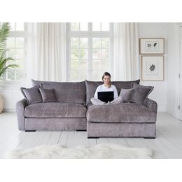 Ecksofa Home Affaire "Finca XXL L-Form, Breite 247 cm", taupe, B:247cm T:187cm, 100% Polyester, Sofas, Ecksofa, Mega-Sofa, Cord oder Chenille-Struktur, mit Federkern & 4 Zierkissen