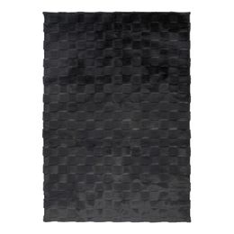 Teppich Kayoom "Botany 625", graphit, B:80cm H:18mm L:150cm, Polyester, Teppiche, Teppich, weicher kuscheliger Kurzflor, Fellhaptik, alle R&auml;ume, viele Farben