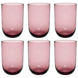 Longdrinkglas "Longdrinkbecher Like Glass 385 ml 6er Set", pink (grape), 6 tlg., Glas, LIKE. BY VILLEROY & BOCH, Trinkgef&auml;&szlig;e