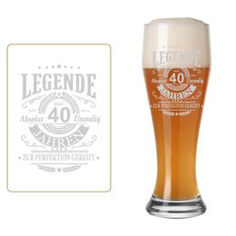 Bierglas LUXENTU "Weizenbierglas mit Gravur Legende seit 40 Jahren 0,5 l transparent", bunt (transparent), 1 tlg., Glas, Trinkgef&auml;&szlig;e