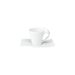 Villeroy & Boch Tasse VILLEROY & BOCH "Espressotasse mit Untertasse NewWave 80 ml wei&szlig;", wei&szlig;, 1 tlg., Porzellan, Trinkgef&auml;&szlig;e, Tasse