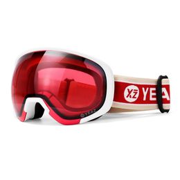Skibrille YEAZ "Ski- und Snowboard-Brille rot/matt wei&szlig; BLACK RUN", rot, Sportbrillen