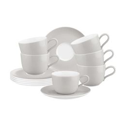 Tasse Seltmann Weiden "Kaffeetassen mit Untertassen Liberty Pure Colors 260 ml 6er Set", grau (new grau), 12 tlg., Porzellan, Trinkgef&auml;&szlig;e, Tasse