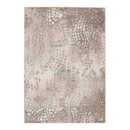 Teppich Kayoom "Catcher 225", silber, beige, B:120cm H:11mm L:170cm, Polyester, Teppiche, Teppich, Kurzflor, Wohnzimmer