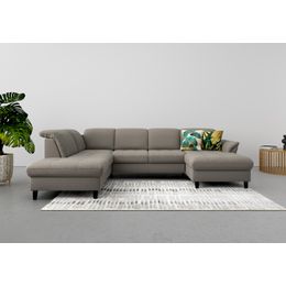 Sit & More Wohnlandschaft SIT & MORE "Maggiore U-Form", braun (schlamm), B:312cm T:224cm, 95% Polyester, 5% Polyamid, Sofas, Wohnlandschaft, wahlweise mit Kopfteilverstellung, Bettfunktion und Stauraum