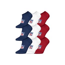 Sneakersocken NFL "Socken NFL SHIELD 9Pack Sneaker Socks 9er Pack", Herren, Gr. 39-42, bunt (dunkelblau, wei&szlig;, rot), Obermaterial: 69% Baumwolle CO. 30% Polyester PES. 1% Elasthan EL., Socken Sneakersocken