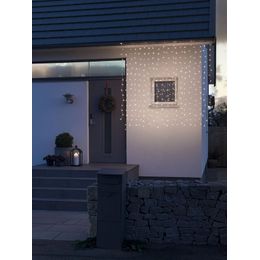Konstsmide LED-Lichtervorhang "Weihnachtsdeko aussen", Energieeffizienz: F (A-G), transparent, Dioden 320 Stk. Flammen 320 Stk., Kabell&auml;nge 10m x Gesamtl&auml;nge 12m, Lichterketten, LED Eisregen Lichtervorhang, gefrostet, 320 warm wei&szlig;e Dioden