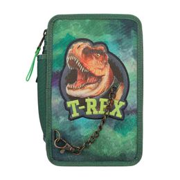 Buntstift Depesche "3-Fach Federtasche T-Rex Dino World 20 x 13 cm gr&uuml;n", Kinder, gr&uuml;n, Kunststoff, Stifte