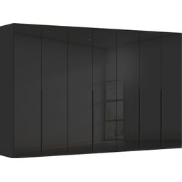 Dreht&uuml;renschrank Rauch "Kleiderschrank Schrank Garderobe W&auml;scheschrank BESTSELLER MONTCLAR", schwarz, glas schwarz, griffe schwarz, B:350cm H:223cm T:60cm, Holzwerkstoff, Schr&auml;nke, Dreht&uuml;renschrank, Front in Glas/Hochglanz/Dekor/Grauspiegel in 5 Breiten MADE IN GERMANY, Topseller