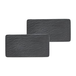Villeroy & Boch Servierplatte VILLEROY & BOCH "Servierplatten Manufacture Rock 2er Set schwarz", schwarz, L:35cm, Porzellan, Servierplatten, Servierplatte